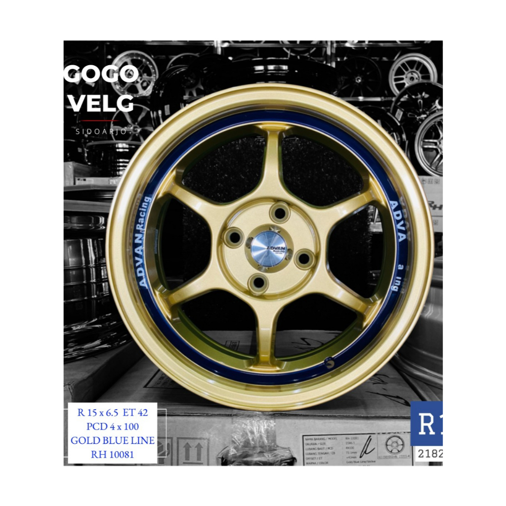 Jual Velg Mobil Advan RG R15 PCD 4X100 Gold blue Line Ring 15 Brio Freed Mobilio Agya Ayla Sigra ...