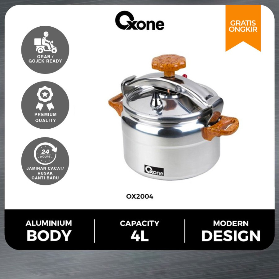 Jual OXONE Panci Presto Alumunium 4 Liter Pressure Cooker OX-2004 | Shopee Indonesia