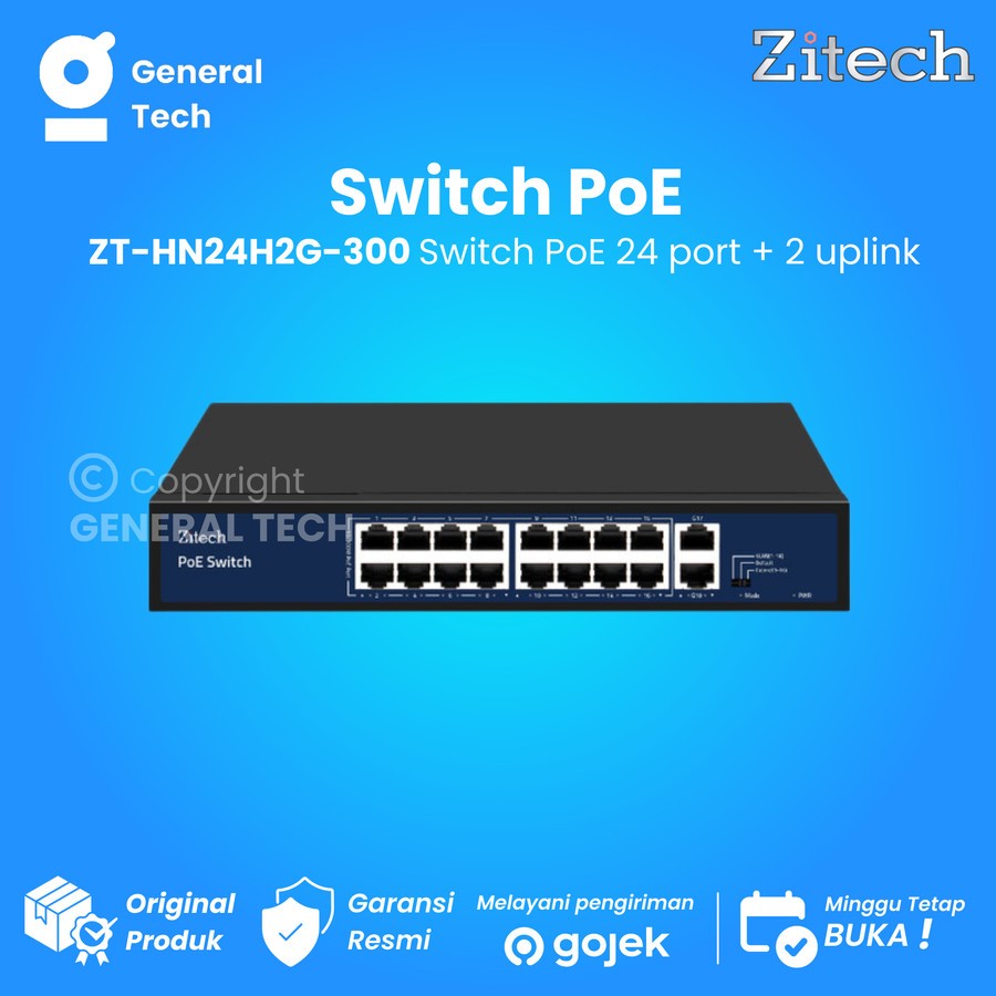 Jual Zitech Switch ZT-HN24H2G-300 24 Port Switch +2 Port Gigabit Uplink ...