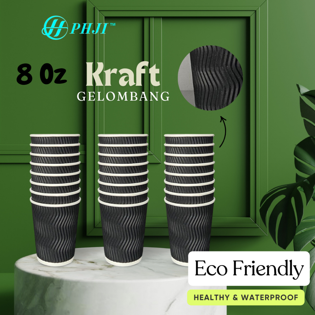 Jual [ 50 PCS ] PAPERCUP MINUMAN 8 OZ POLOS DOUBLE WALL KRAFT GELOMBANG ...