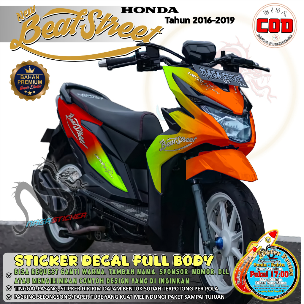 Jual Bisa COD Decal Sticker Full Body Honda Beat Street 2016-2019 Motif ...