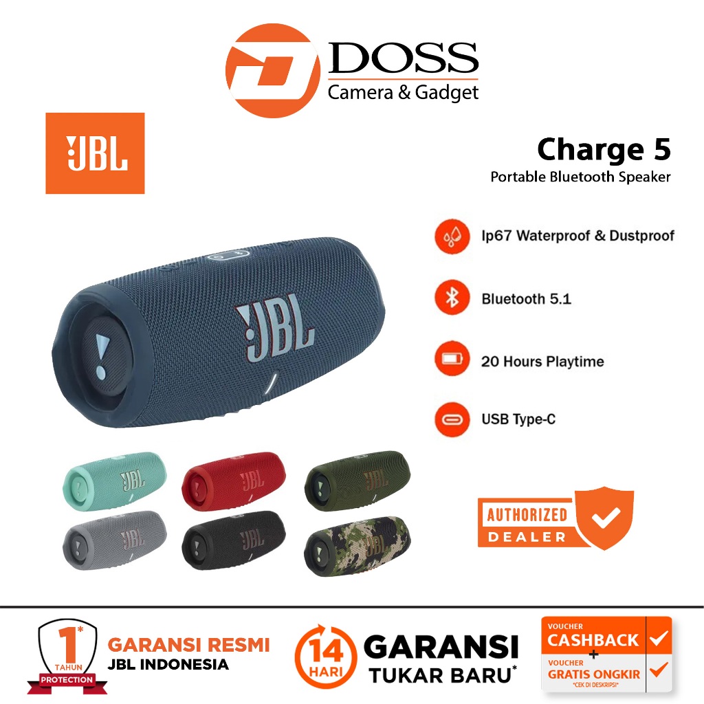 Jual JBL Charge 5 Portable Waterproof Bluetooth Speaker | Shopee Indonesia