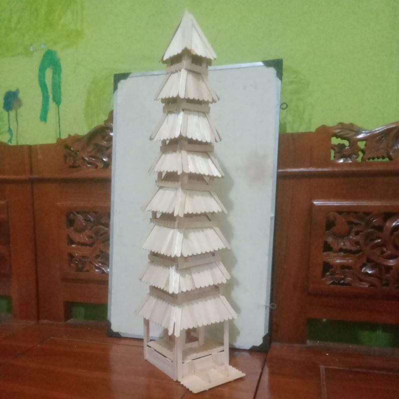 Jual miniatur rumah adat Bali dari stik es krim atapnya bersusun ...