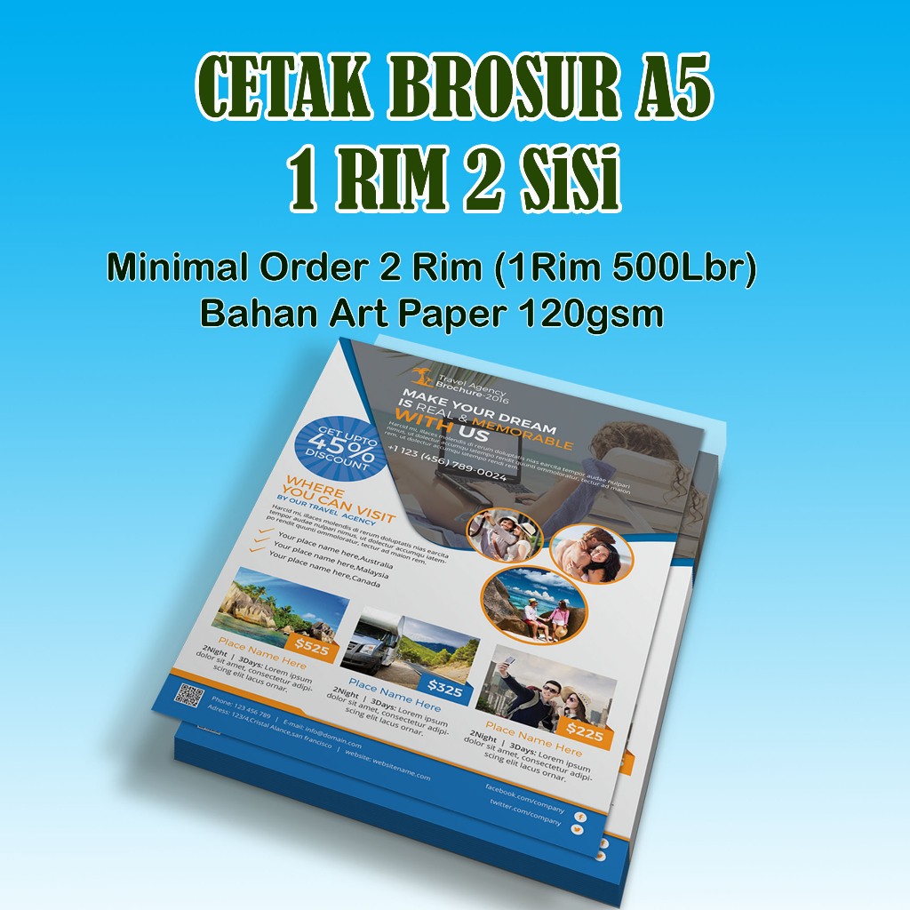 Jual Cetak Brosur A5 (2 sisi), Art Paper 120/150gsm, 1Rim 500Lbr | Shopee Indonesia