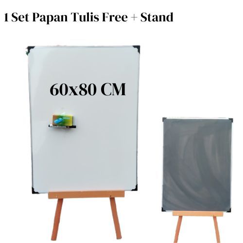 Jual Stand + Whiteboard ukuran 60x80 cm / Penyangga Papan Tulis Gratis ...