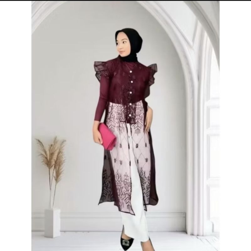 Jual Outer Brokat Olla Long vest / Outer brokat kondangan | Shopee ...