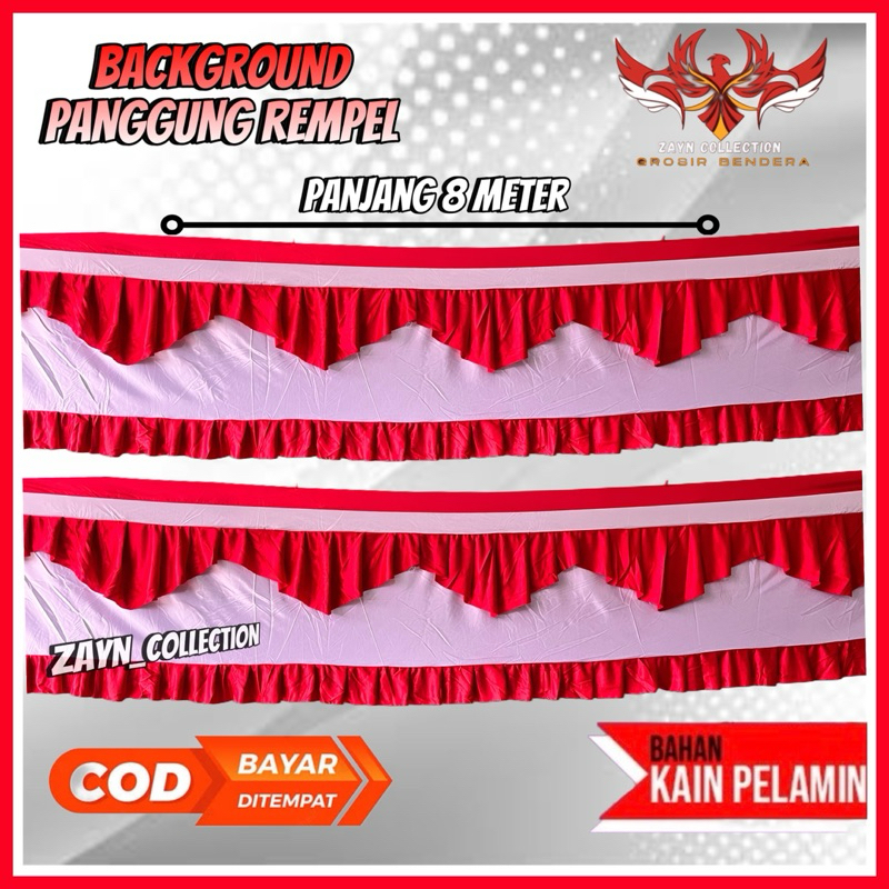 Jual BENDERA MERAH-PUTIH BACKGROUND REMPEL SULTAN PREMIUM PANJANG 8 ...