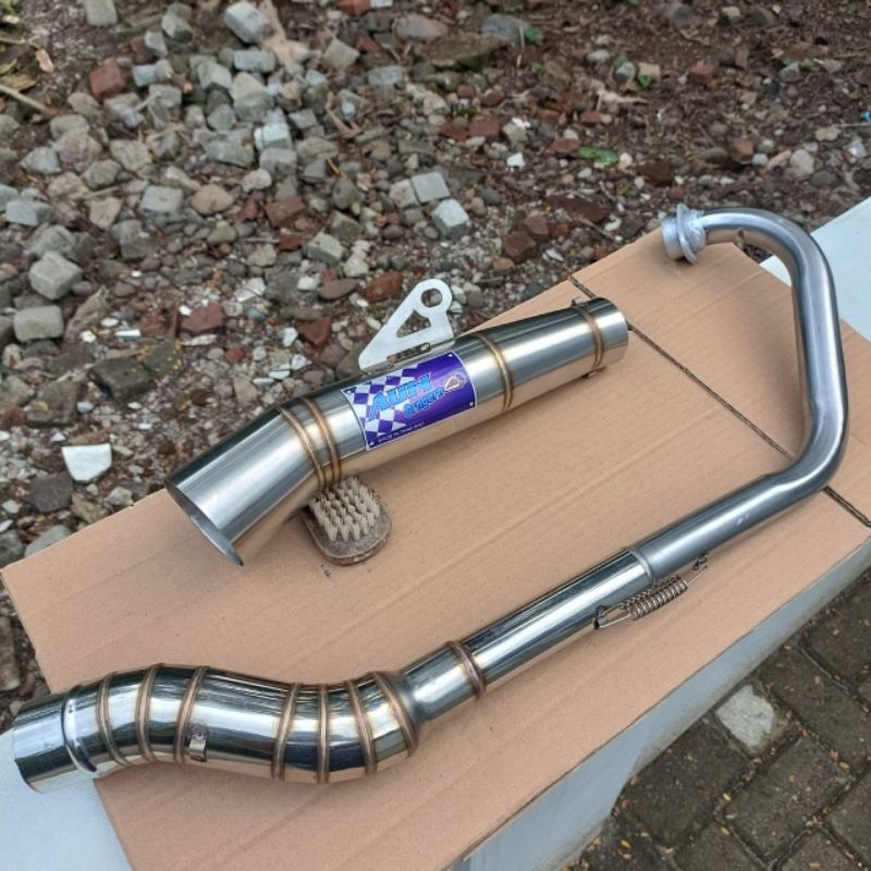 Jual Open spec pipe Aun 51mm Canister + elbow fornx125/155 Bajaj ct100 ...