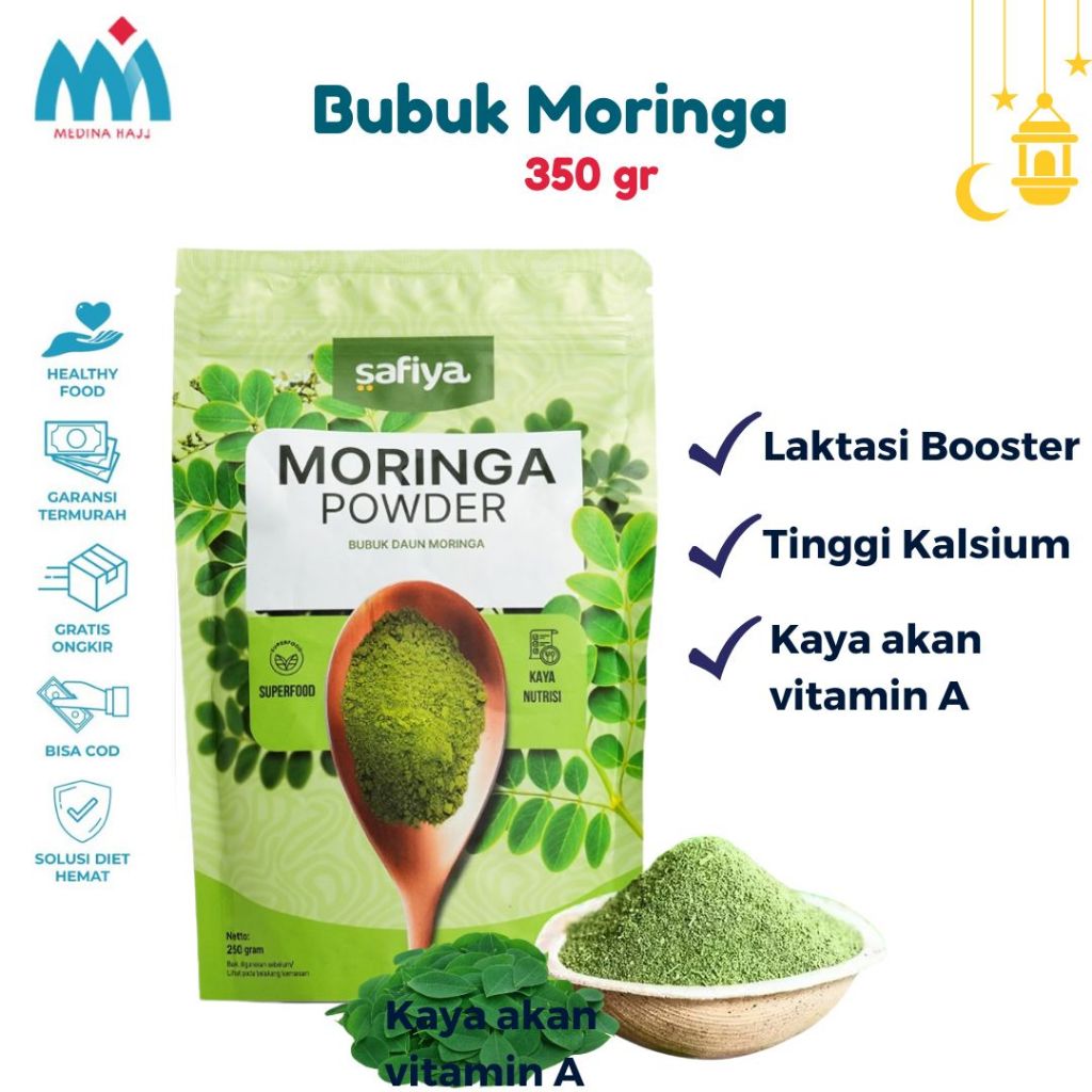 Jual Bubuk Moringa Safiya 350 gr | Serbuk Daun Kelor Booster ASI ...