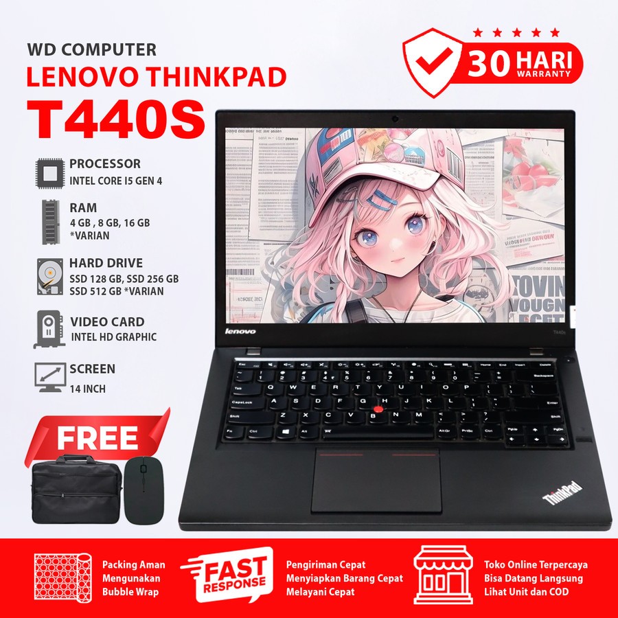 Jual Lenovo Thinkpad T440S Slim Intel Core I5 Gen 4 I Ram 12 Gb Ssd 1 ...