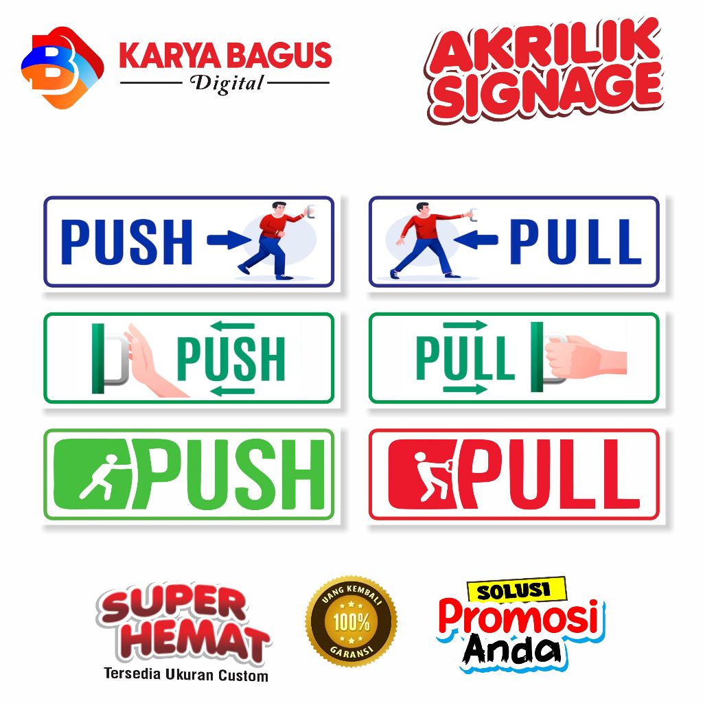 Jual Akrilik Pintu Dorong Tarik / Peringatan Push Pull / Akrilik ...