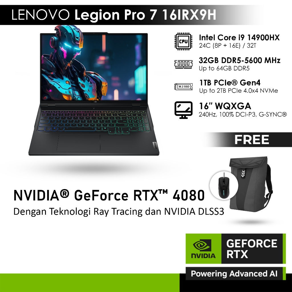 Jual LENOVO LEGION PRO 7 16 16IRX9H GeForce RTX™ 4080 12GB - i9 14900HX ...