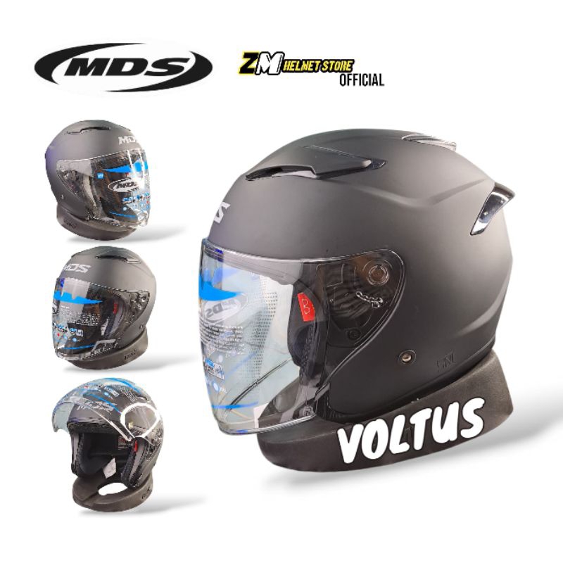 Jual Helm MDS VOLTUS Solid Black Doft Half Face SNI | Shopee Indonesia