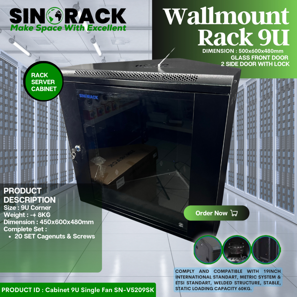 Jual Wall Mount Rack Server Sinorack 9U , Rack Server 9U Type SN-V5209SK | Shopee Indonesia