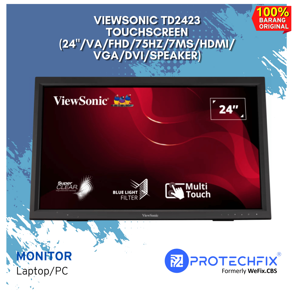 Jual Monitor ViewSonic TD2423 TouchScreen (24"/VA/FHD/75Hz/7ms/HDMI/VGA ...