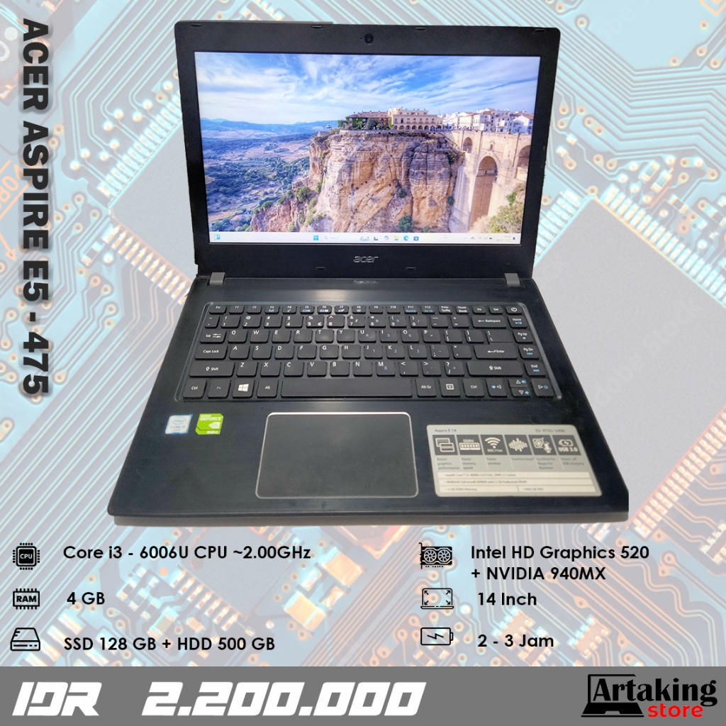 Jual Acer Aspire E5 - 475 - Core i3 - Gen 6 th - Sudah SSD | Shopee Indonesia