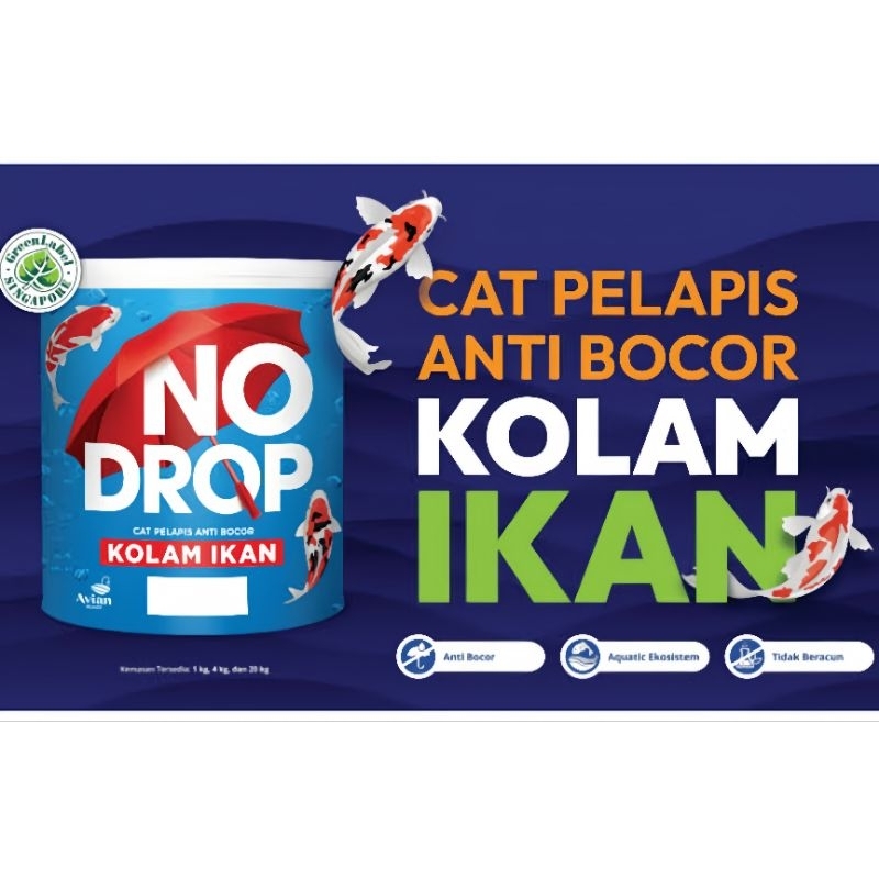 Jual cat kolam ikan no drop galon 4kg,cat pelapis anti bocor no drop kolam ikan 4kg,cat no drop ...