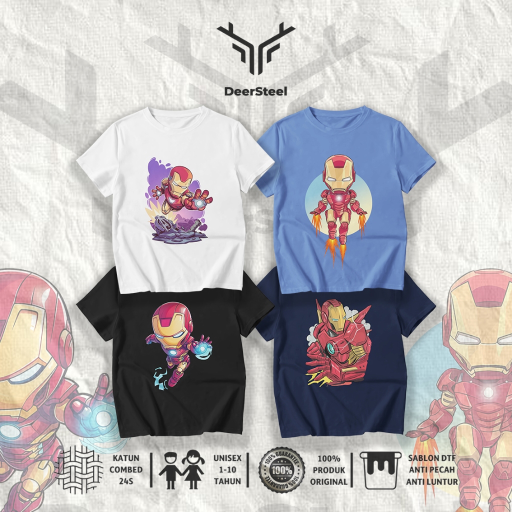 Jual DeerSteel Kaos Atasan Anak Iron Man Atasan Unisex Gambar Usia 1 ...