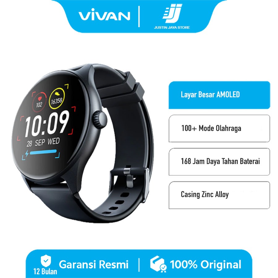 Jual VIVAN Smart Watch VWY27 | AMOLED | 100+ Sports Mode | Waterproof ...