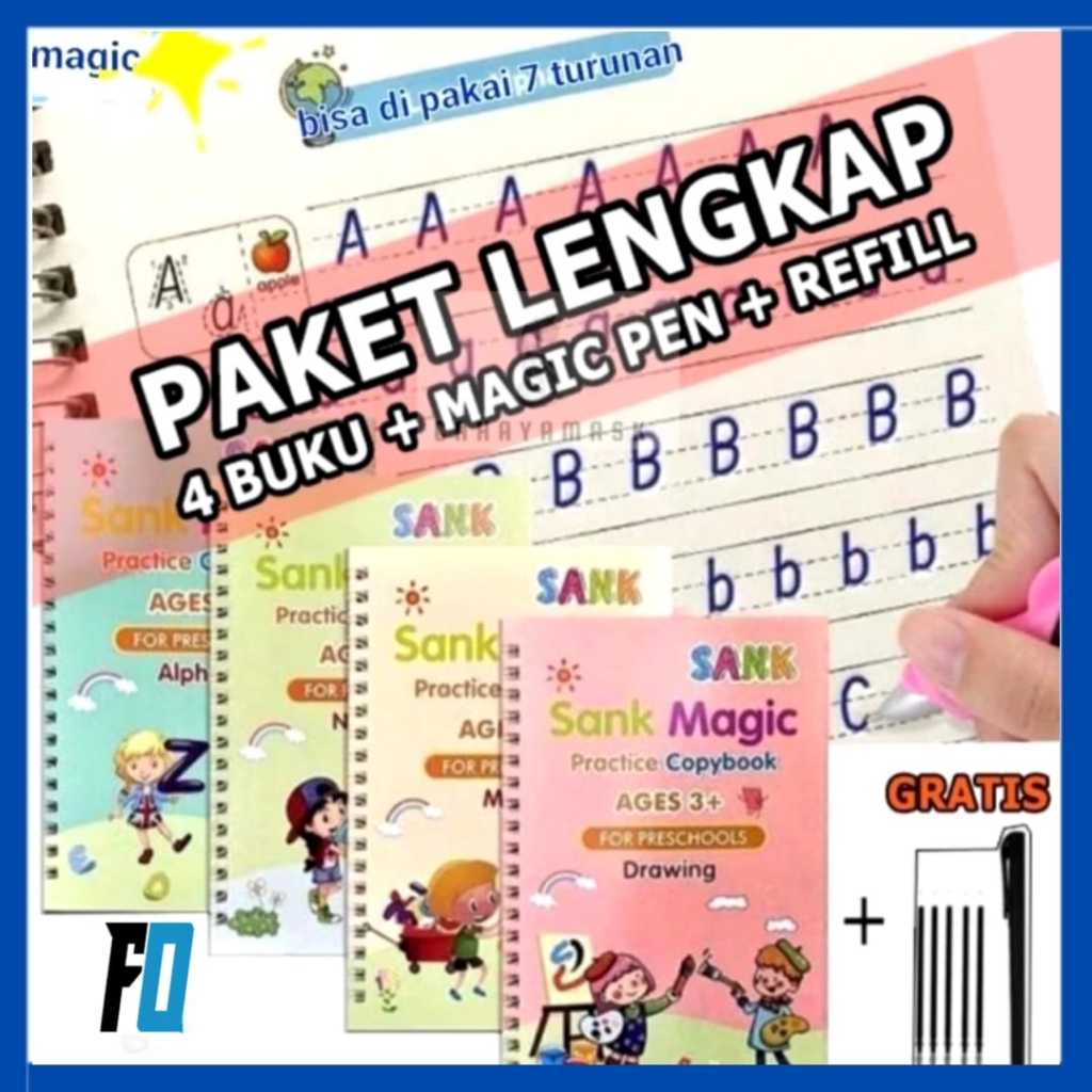 Jual (FO)Sank Book Magic /Buku Edukasi Belajar Menulis Huruf dan Angka ...