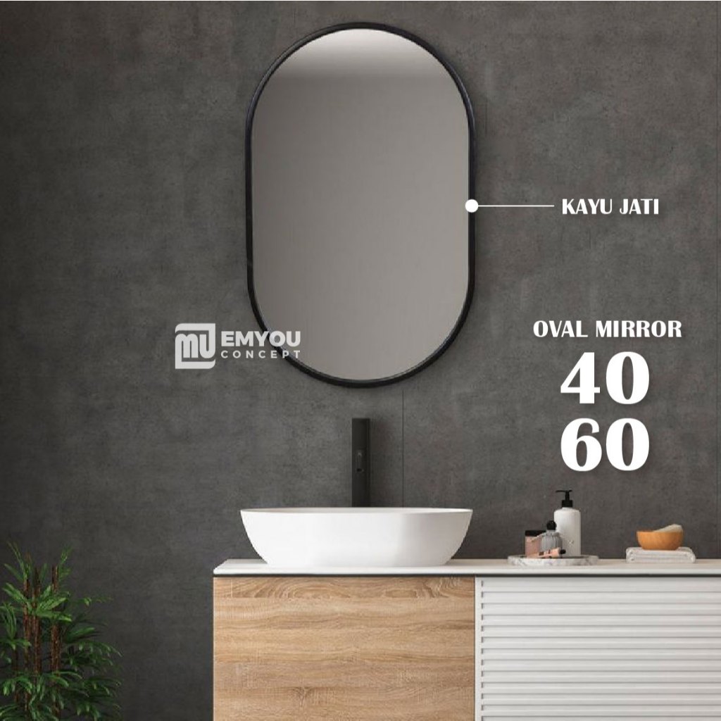 Jual Cermin oval kayu jati 40x60 oval mirror wall mirror cermin ...