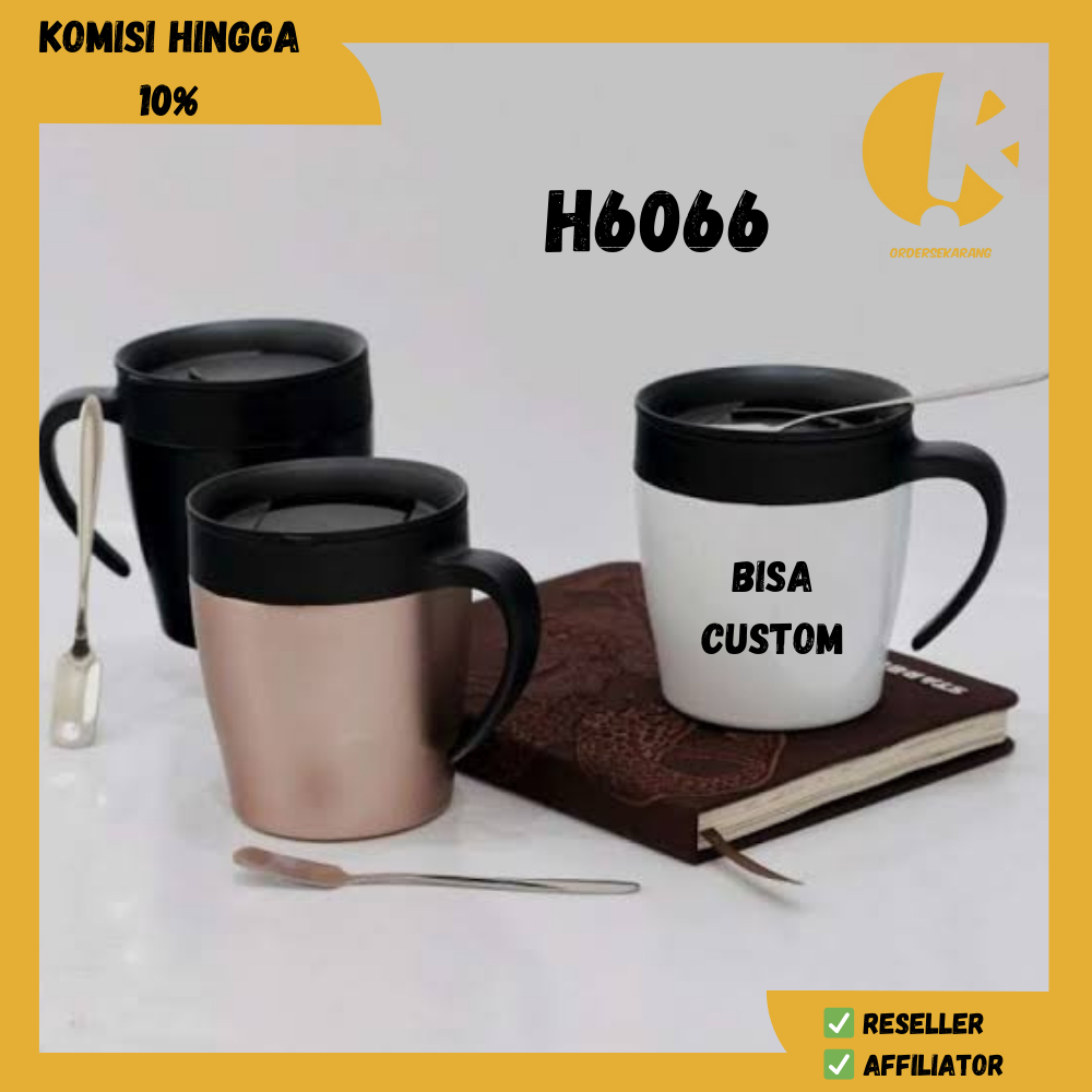 Jual MUG KOPI TERMOS H6066 CUSTOM LOGO TULISAN BRAND MERK KADO HADIAH ...