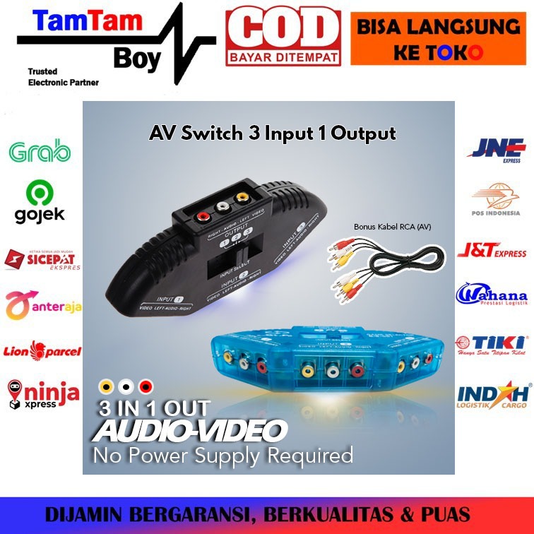 Jual Audio Video - AV Switcher Selector 3 Input 1 Output Switch Selektor Box Plus Kabel RCA ...