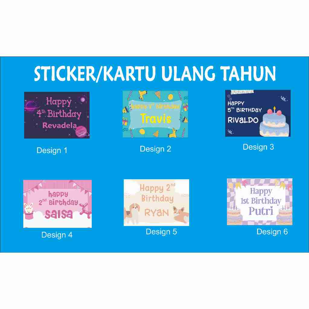 Jual Stiker/Kartu Ulang Tahun Anak/Sticker Ultah/Sticker Birthday/Card ...