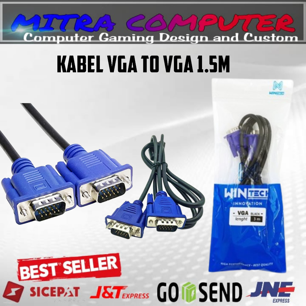 Jual Kabel Vga 1,5 meter Vga to Vga 1,5m Wintech | Shopee Indonesia