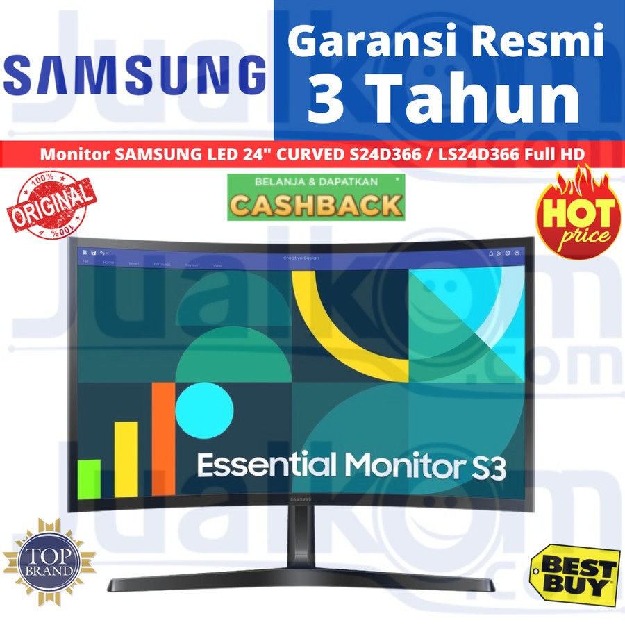 Jual SAMSUNG LED 24" LS24D366 CURVED MONITOR 24 INCH RESMI Pengganti ...