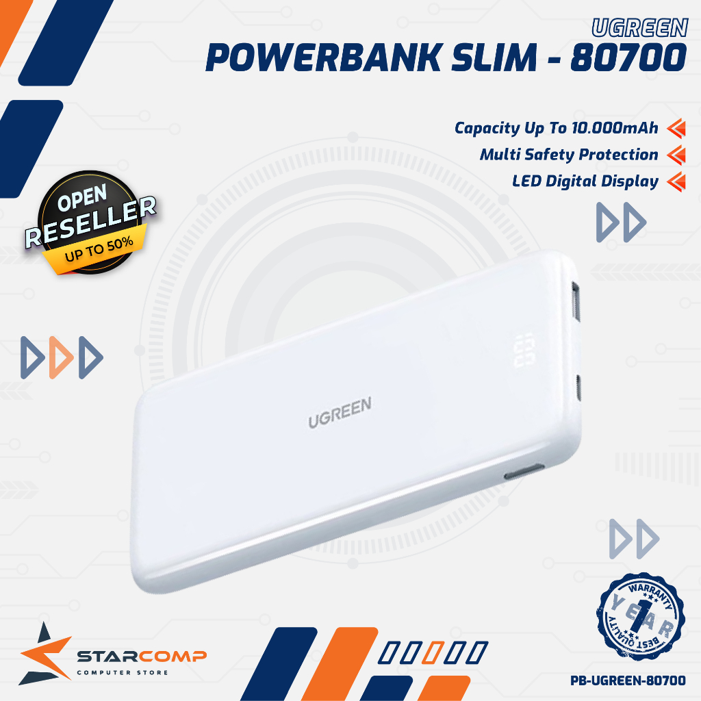 Jual UGREEN 80700 Power Bank Ultra Slim 10.000mAh Two Way PD Fast ...