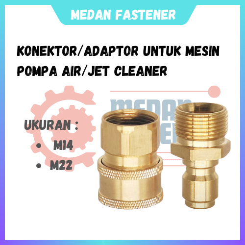 Jual Konektor/Adaptor Selang Mesin Air Bertekanan Tinggi Jet Cleaner Pressure Washer 1/4 M14 M22 ...