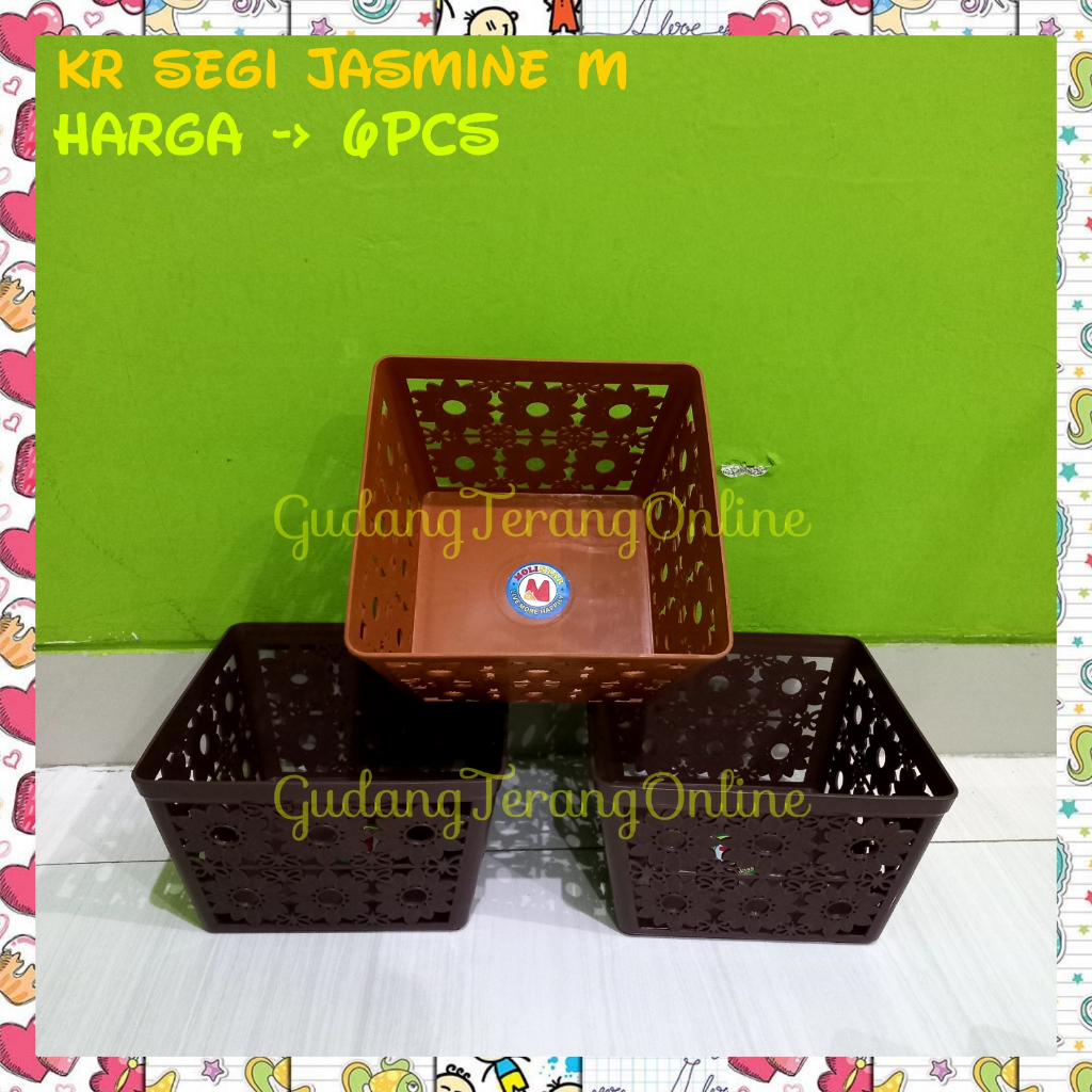 Jual 6PCS Keranjang segi jasmine M basket anyaman bunga keranjang ...