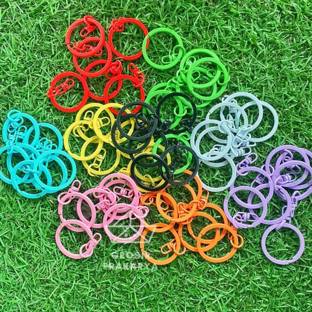 Jual SATUAN Gantungan Kunci Ring Gepeng Warna Warni Lot Clips Hook Kait ...