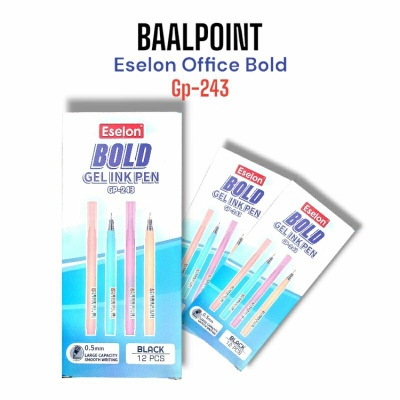 Jual 12pcs Pulpen Gel Office BOLD Gp-243 / 1 pak Pulpen Gel 0.5mm ...