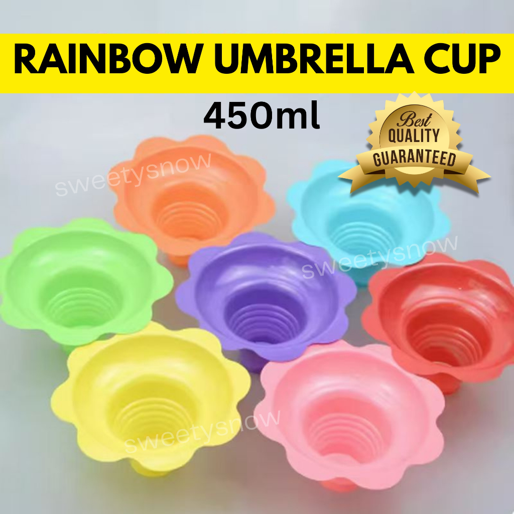 Jual RAINBOW UMBRELLA CUP 450 ml / Cup es krim warna warni / Cup Es ...