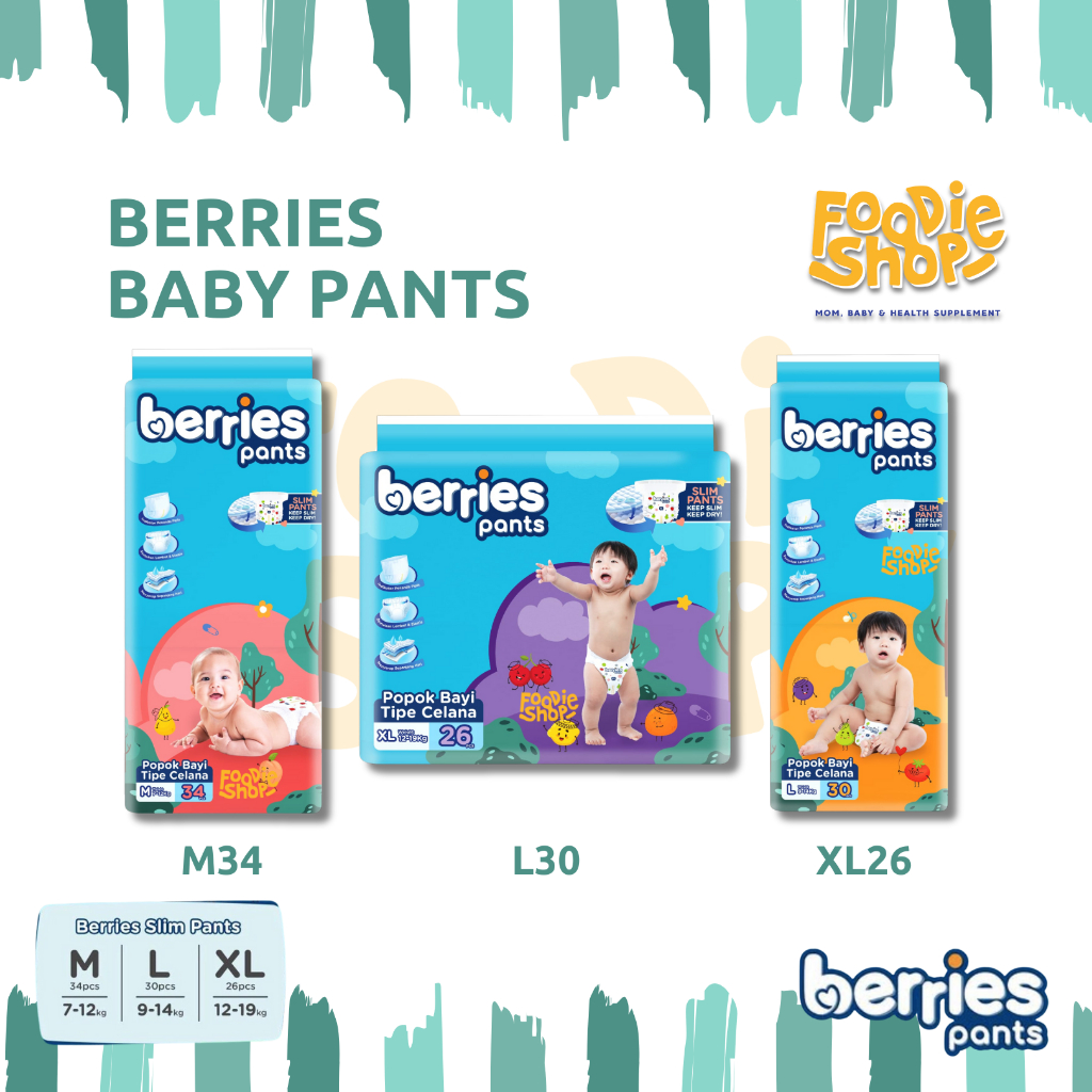 Jual Berries Pants M34 / L30 / XL26 Popok Bayi Tipe Celana Baby Pants ...