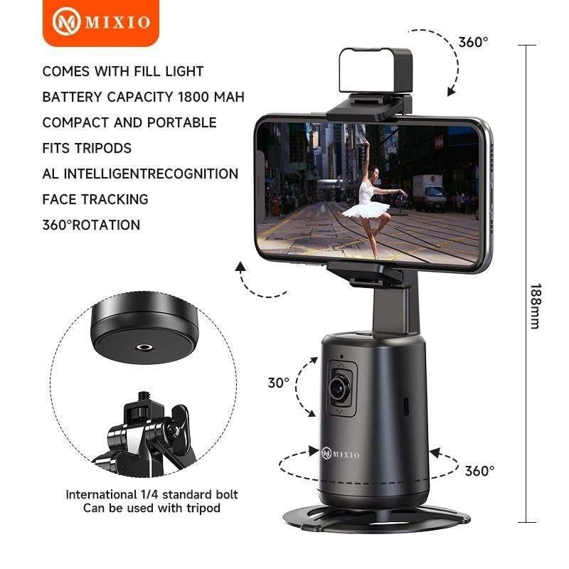 Jual MIXIO A200 Automatic phone holder 360° stabilizer with face ...