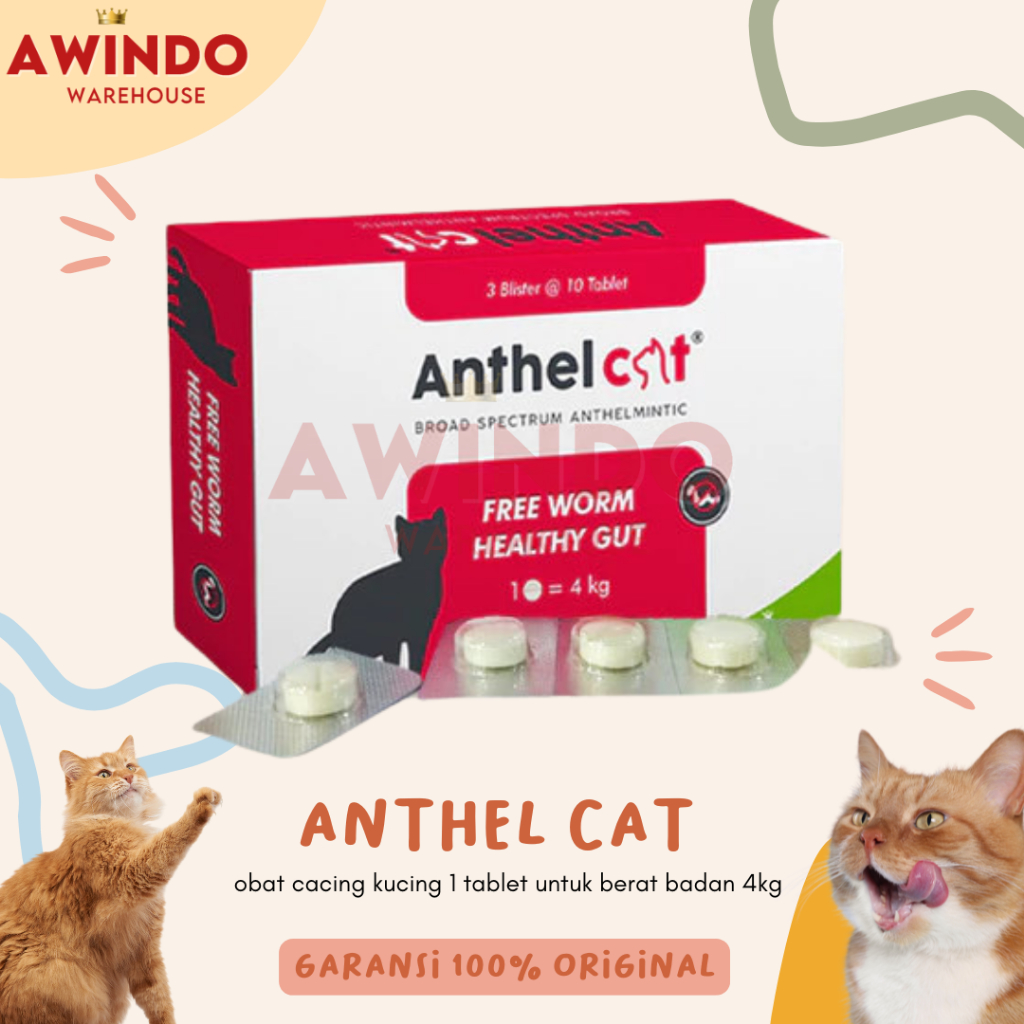 Jual ANTHEL CAT 1 TABLET - Obat Cacing Kucing Kalbe Animal Health ...