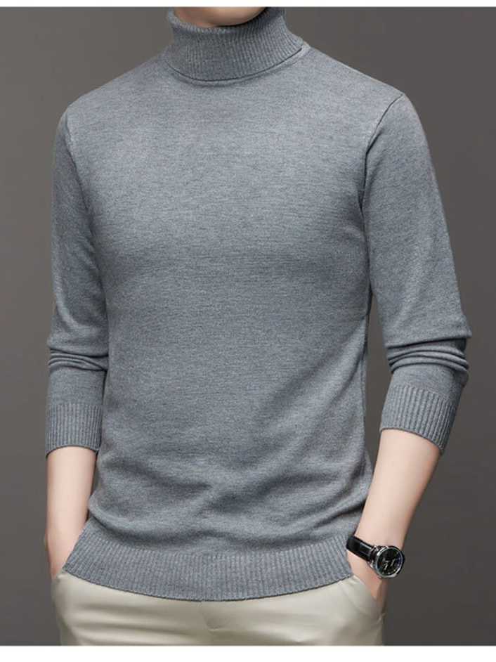 Jual Sweater Rajut Pria Abu-Abu Lengan Panjang Turtle Neck Kualitas ...