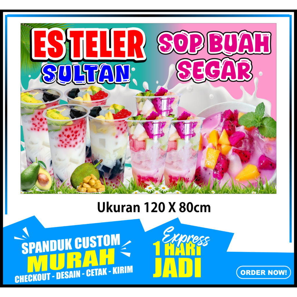 Jual BANNER ES TELER , SPANDUK SOP BUAH, ukuran 120x80 cm, COD / BANNER ...