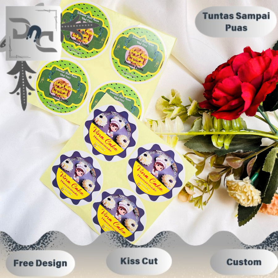 Jual 5-8 DND Cetak Sticker Label Toples Kue Edisi Cookies Lebaran ...