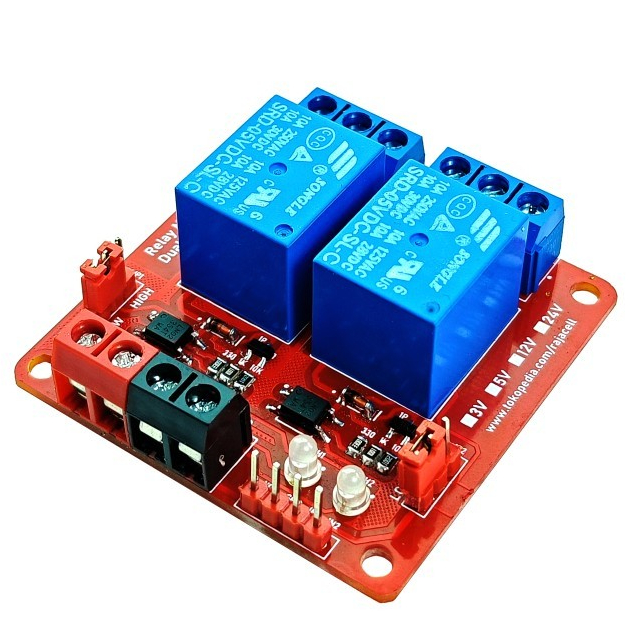 Jual Modul Relay Dual Input High-Low Trigger 3.3V/5V/12V/24V Kompatibel ...