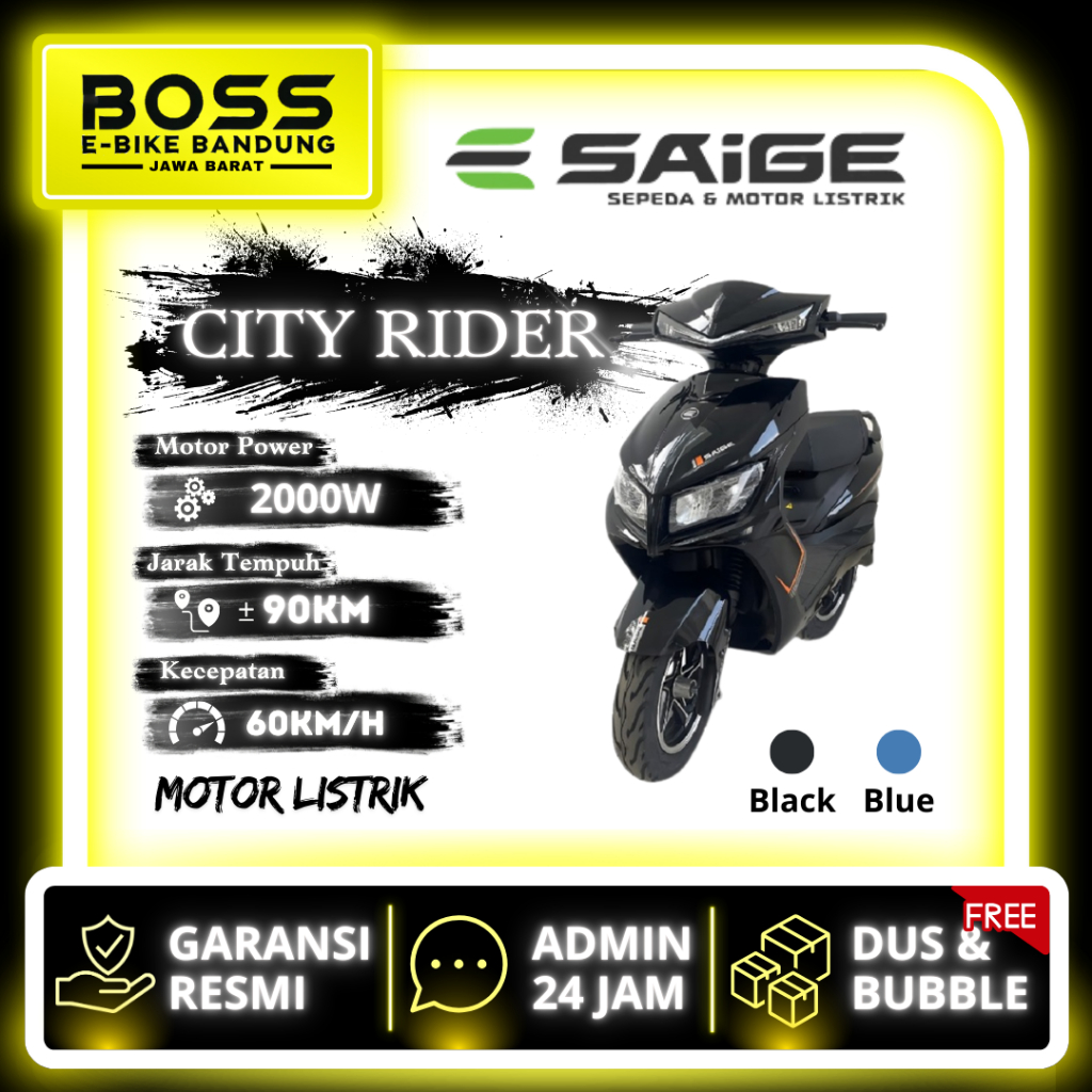 Jual Motor Listrik Saige CITY RIDER 2000Watt 72v/20Ah Bergaransi Resmi ...