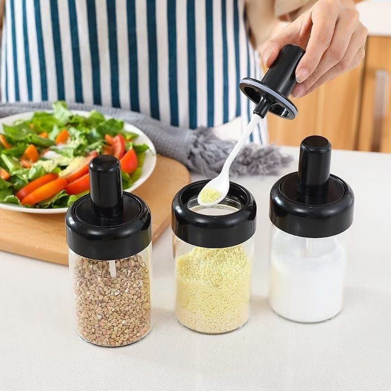 Jual Botol kaca tempat bumbu dapur,toples bumbu dengan sendok botol ...
