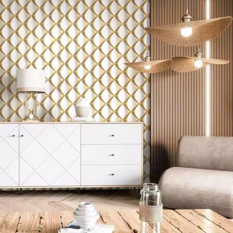 Jual WALLPAPER DINDING MURAH/WALLPAPER RUANGAN MOTIF ELEGAN KOTAK 3D ...