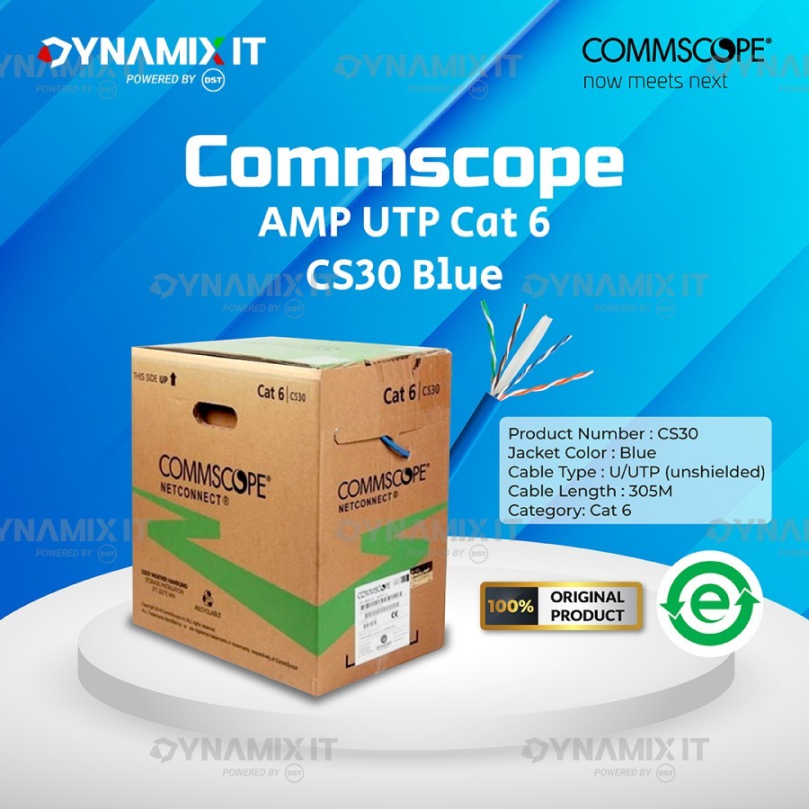 Jual Indoor Commscope Kabel LAN UTP cat.6 305 meter jaket biru | AMP ...