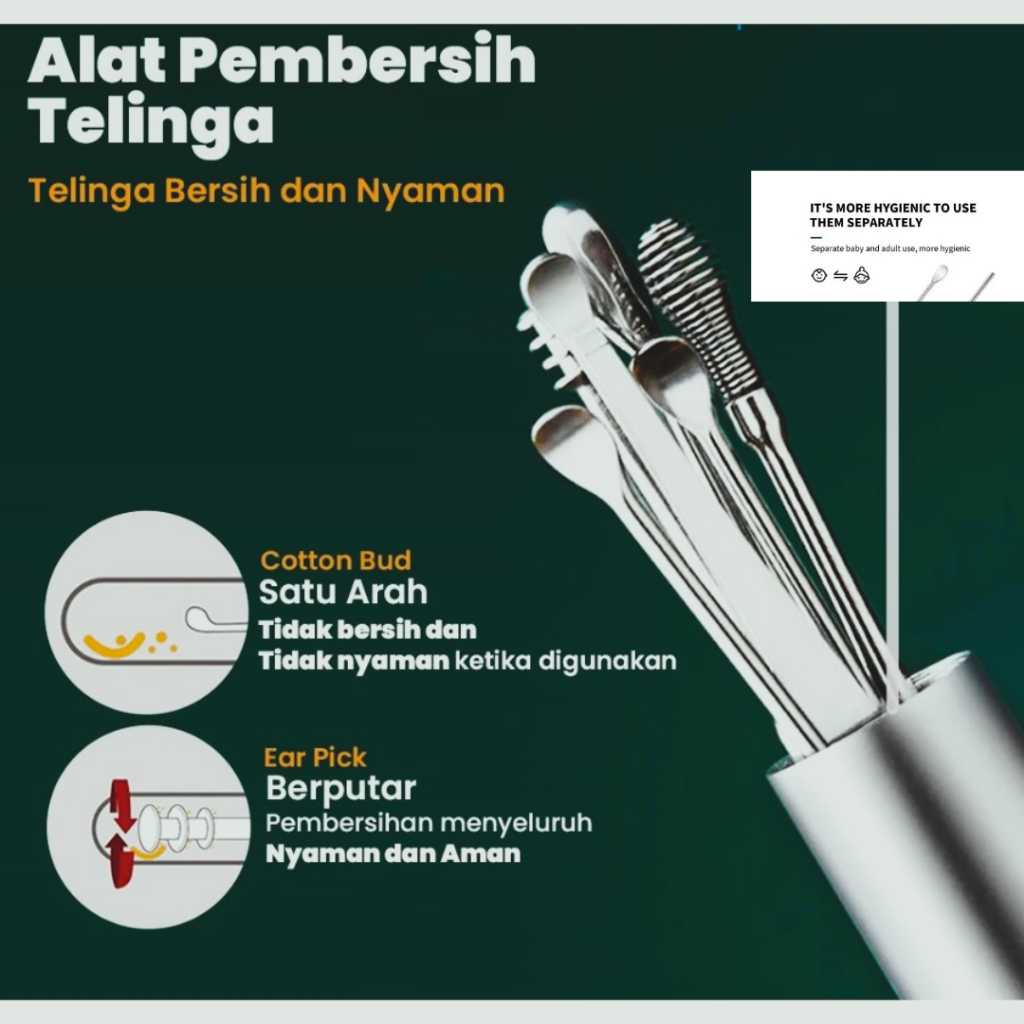 Jual ALAT PEMBERSIH KOTORAN TELINGA - PAKET 5 KOREK KUPING STAINLESS ...