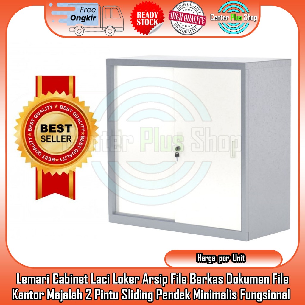 Jual Lemari Besi Kantor 2 Pintu Pendek Sliding Sleding Almari Arsip ...