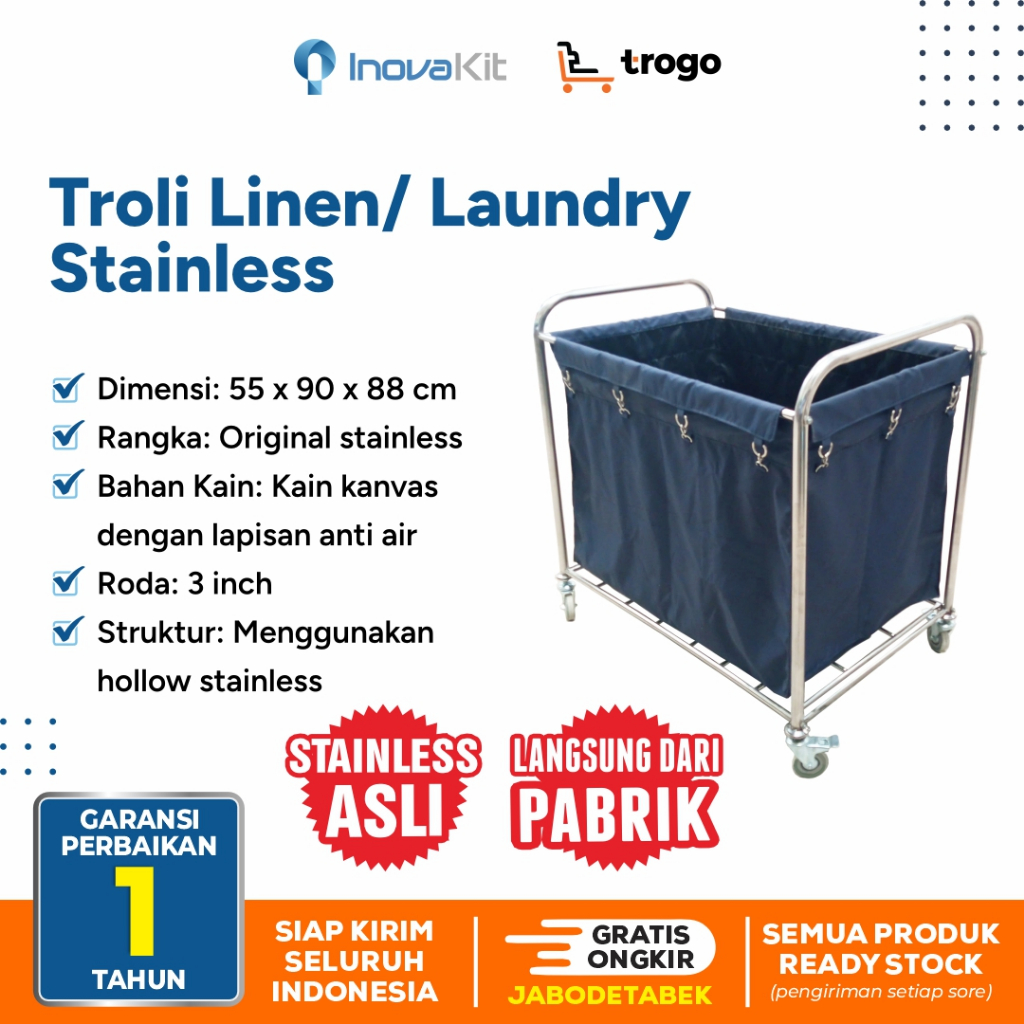 Jual Trolley Linen Troly cucian hotel cart Troli laundry kotak ...